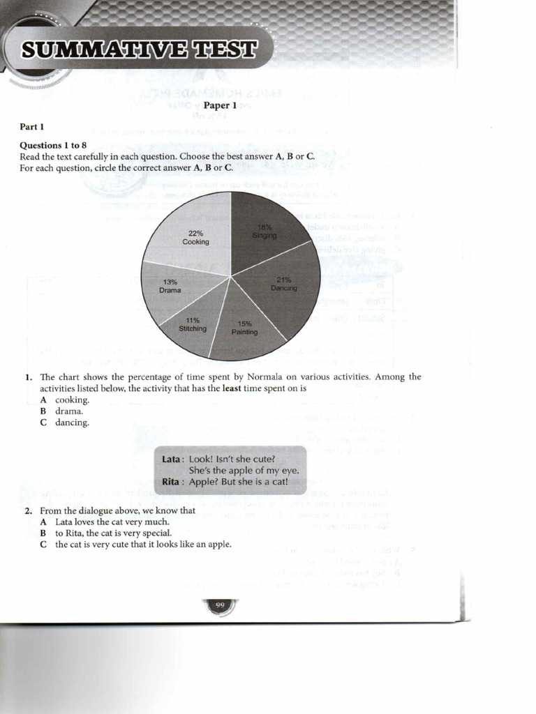 Form 3 English Quiz Paper 1 | PDF