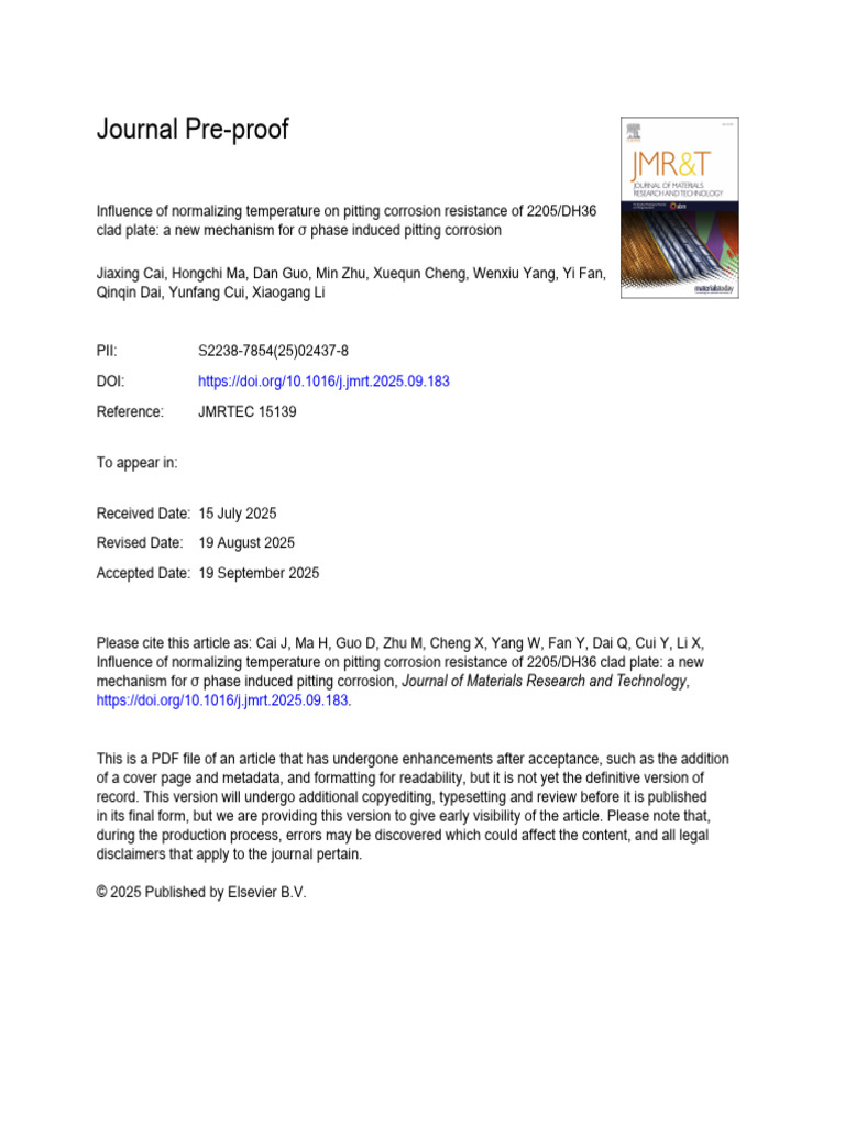 Pitting Corrosion in 2205/DH36 Clad Plates | PDF | Corrosion ...
