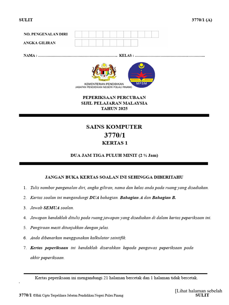 SPMC SK 2025 Pulau Pinang | PDF