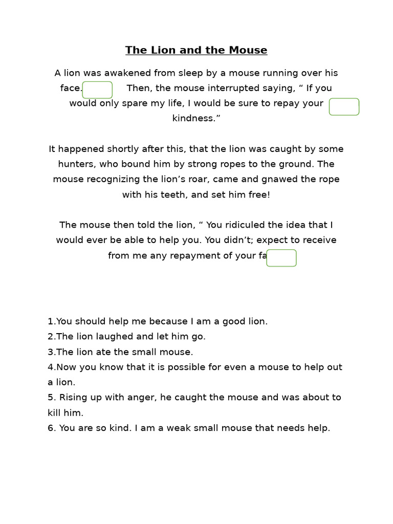 The Lion and The Mouse | PDF