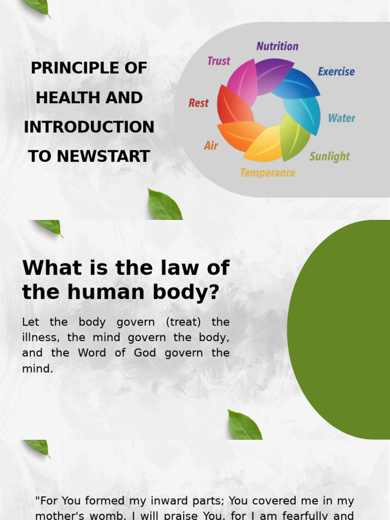 01 Principle of Health and Introduction To NEWSTART | PDF