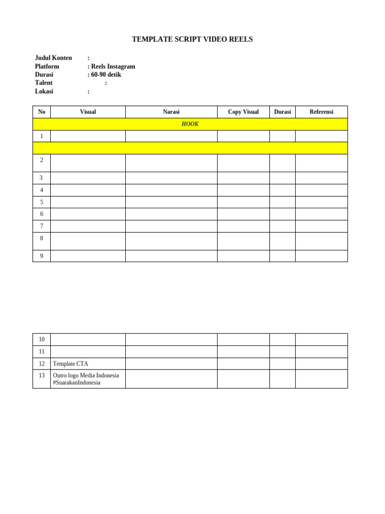 Template Script Video Reels | PDF