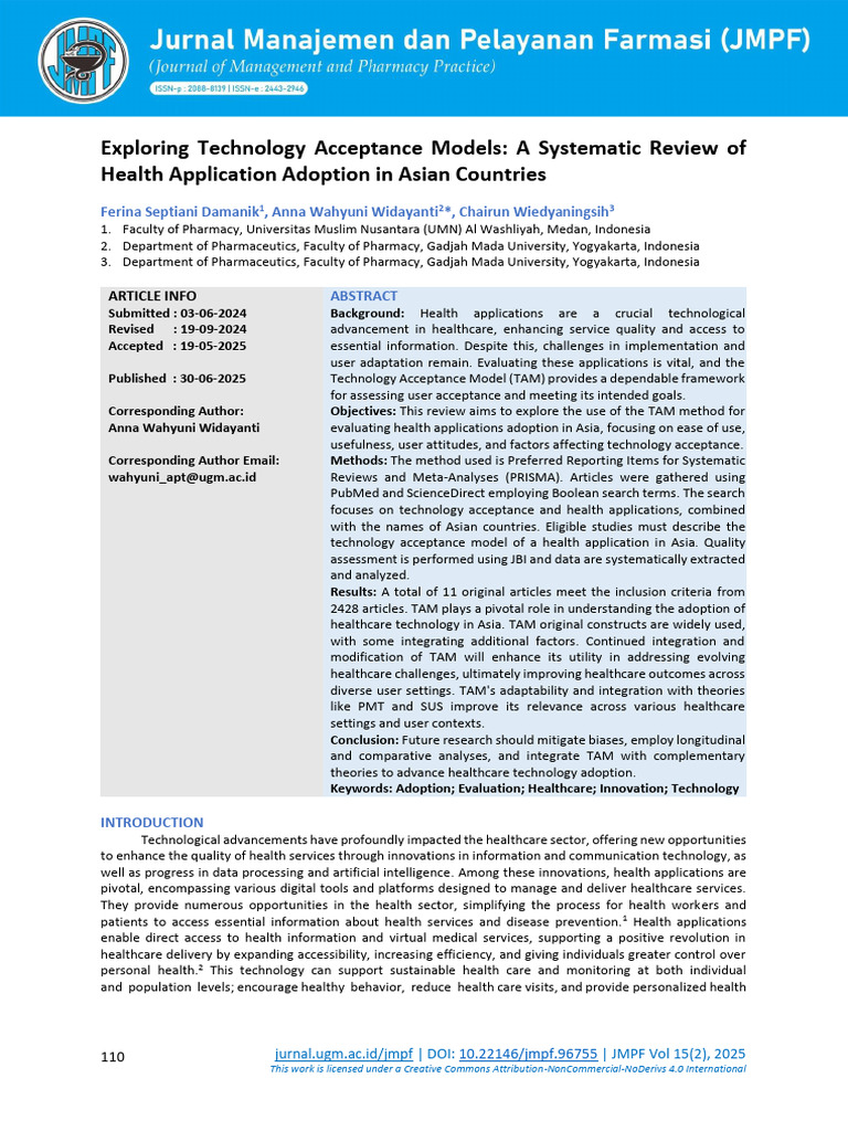 TAM in Health Application | PDF | Usability
