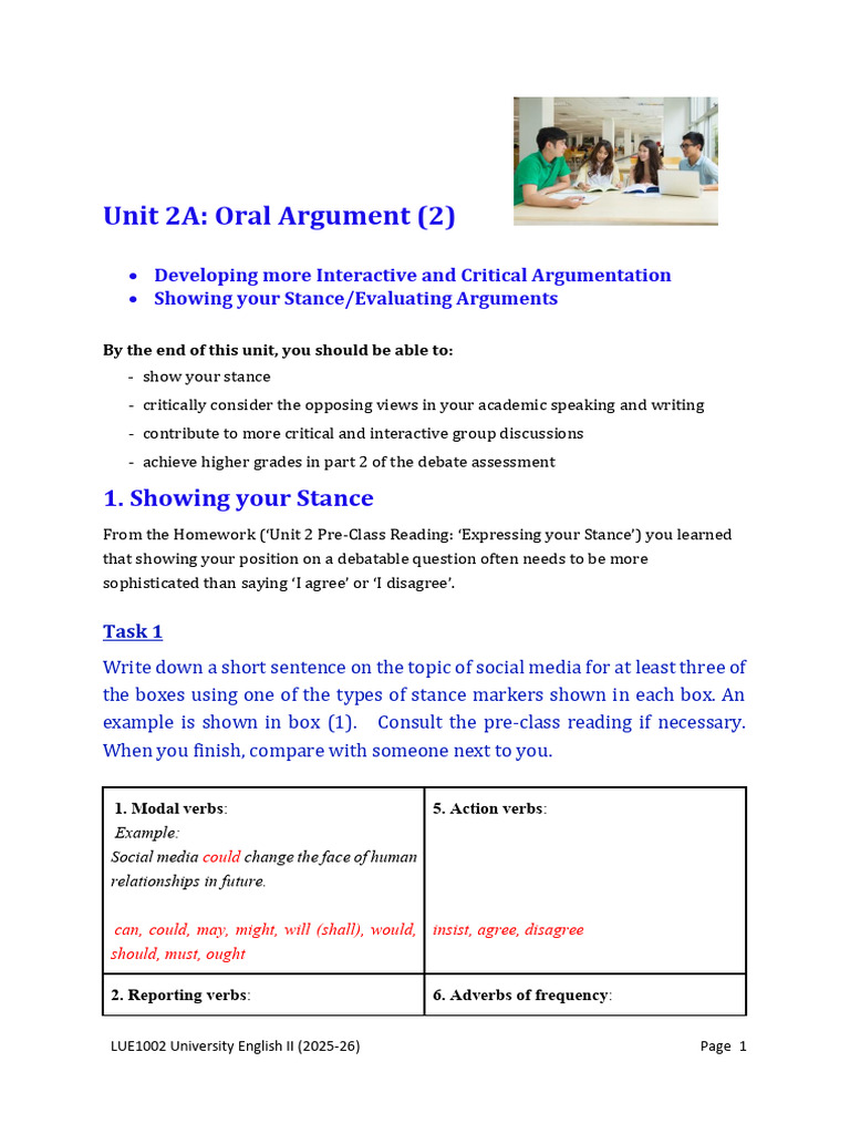Unit 2A - Oral Argument (2) Revised v.2 | PDF | Verb | Climate Change