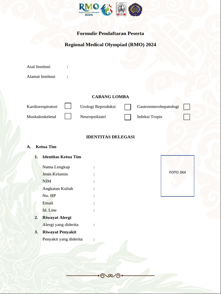 Formulir Pendaftaran Peserta RMO 2024 | PDF