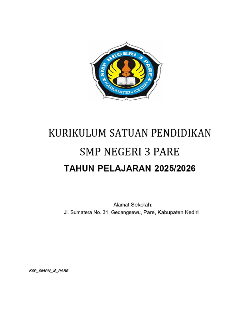 KSP 2025 SMPN 3 PARE - 1.bagian Cover | PDF