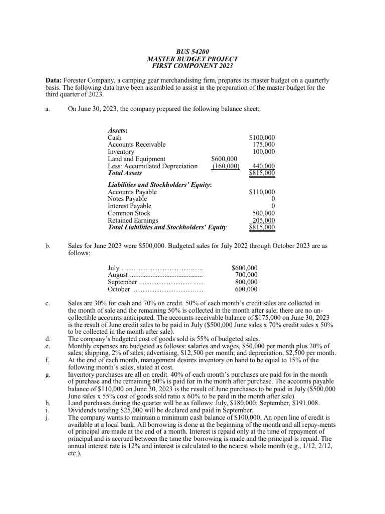 Master Budget Project Q3 2023 Analysis | PDF | Equity (Finance ...