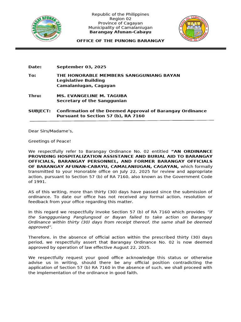 Barangay Ordinance Approval Notice | PDF | Justice | Crime & Violence