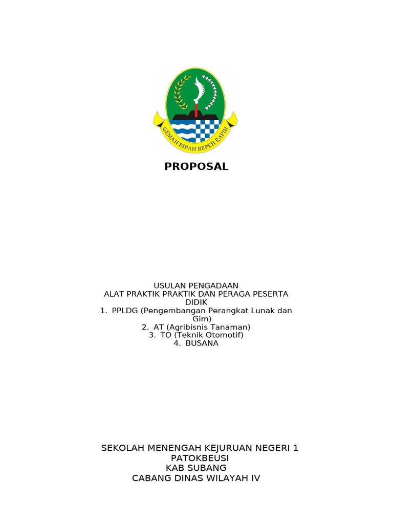 Contoh Proposal Alat Praktik DKV SMK Jabar-1 | PDF