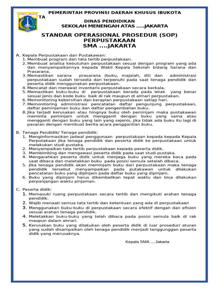 SOP Perpustakaan Ok | PDF