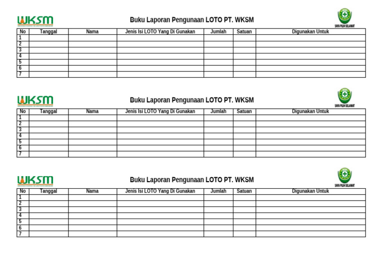 Laporan Penggunaan LOTO PT. WKSM | PDF