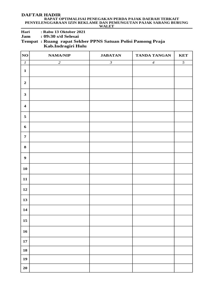Absen Rapat | PDF