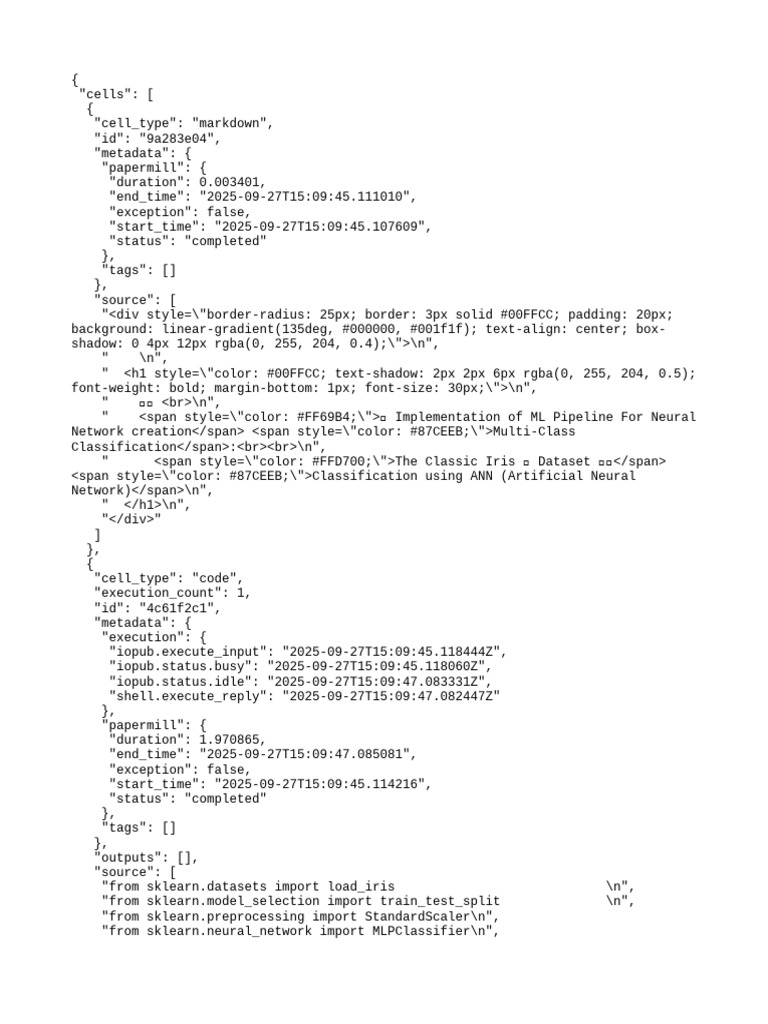 Iris Classification With Sklearn Pipeline Ann | PDF | Information Science | Computing