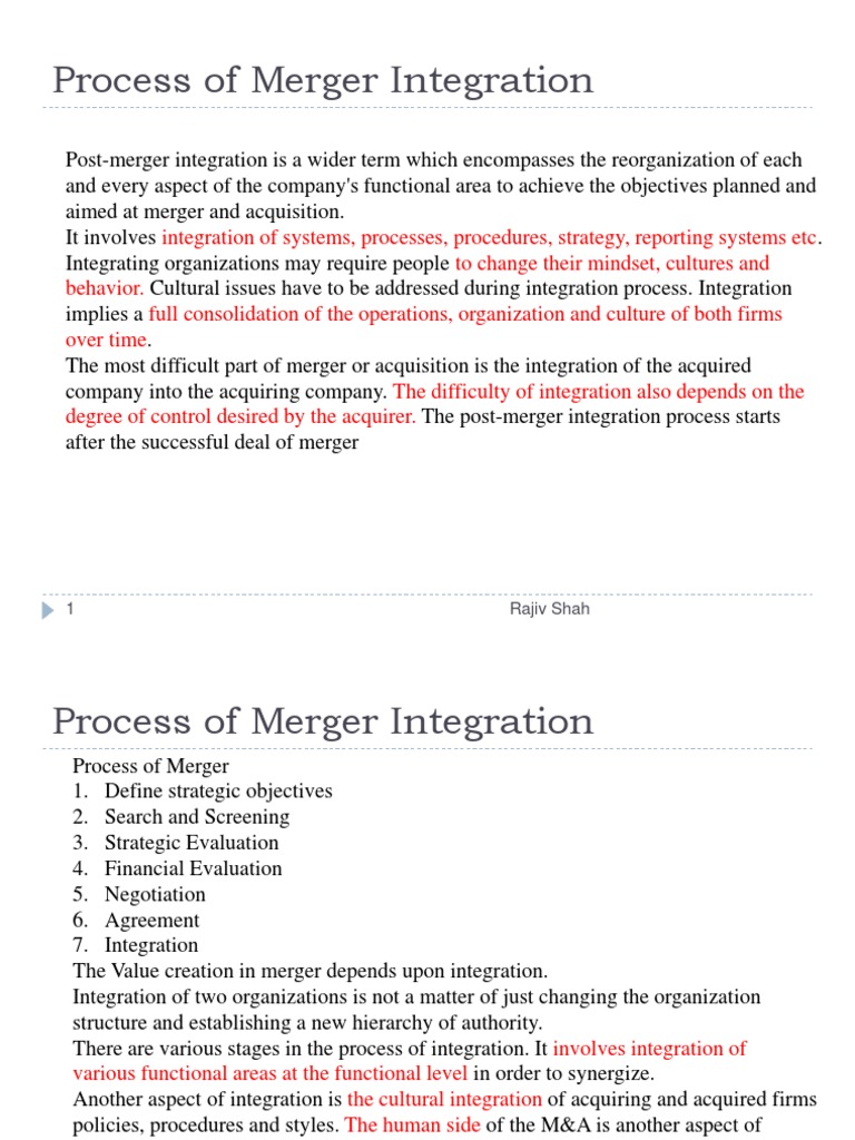 A Comprehensive Guide to the Process of Merger Integration | PDF ...
