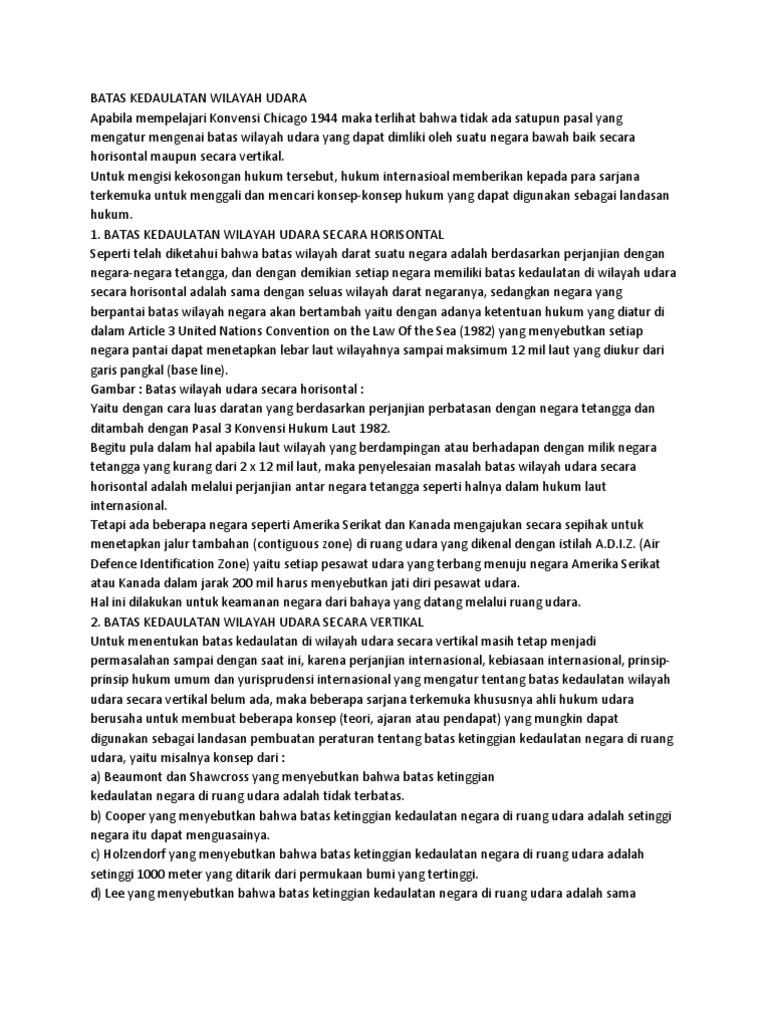 Batas Kedaulatan Wilayah Udara | PDF