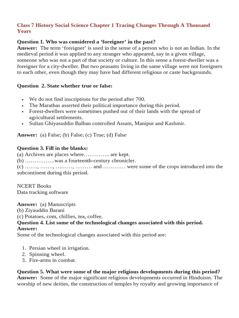 Class 7 History Chapter 1 Notes | PDF