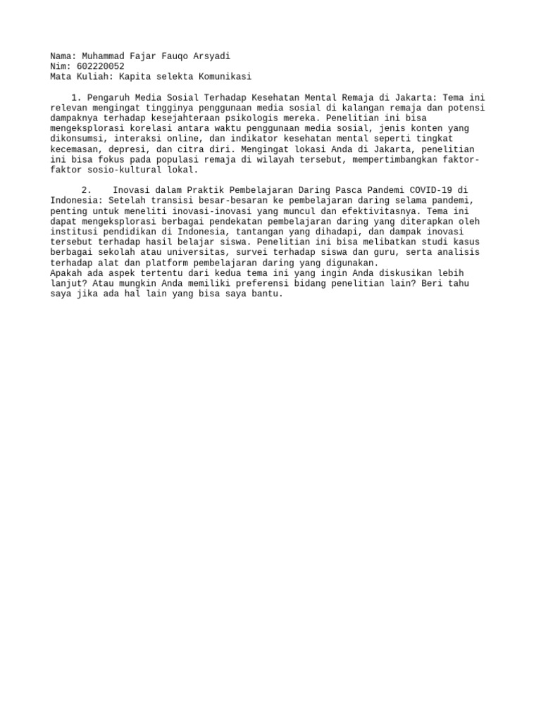 Muhammad Fajar Fauqo Arsyadi | PDF