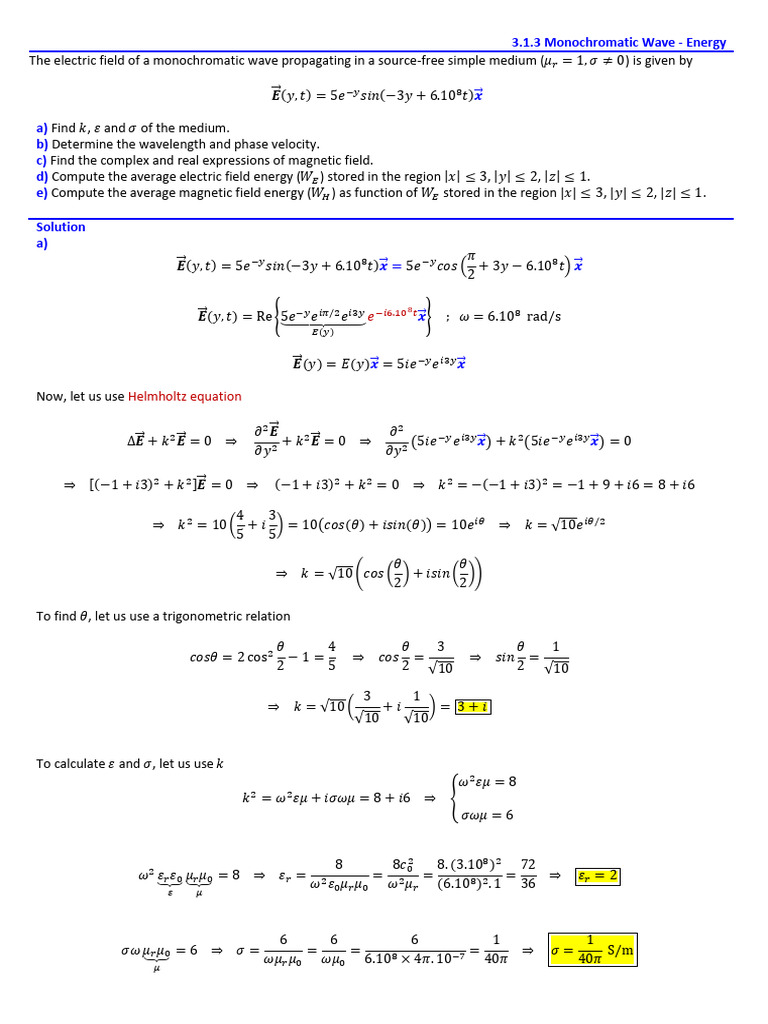 Monochromatic Wave Energy Analysis | PDF | Waves | Electromagnetic ...