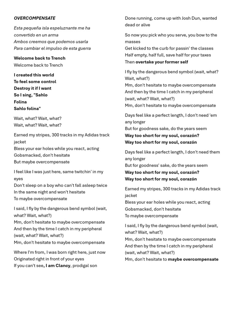 Clancy World Tour Setlist Lyrics | PDF