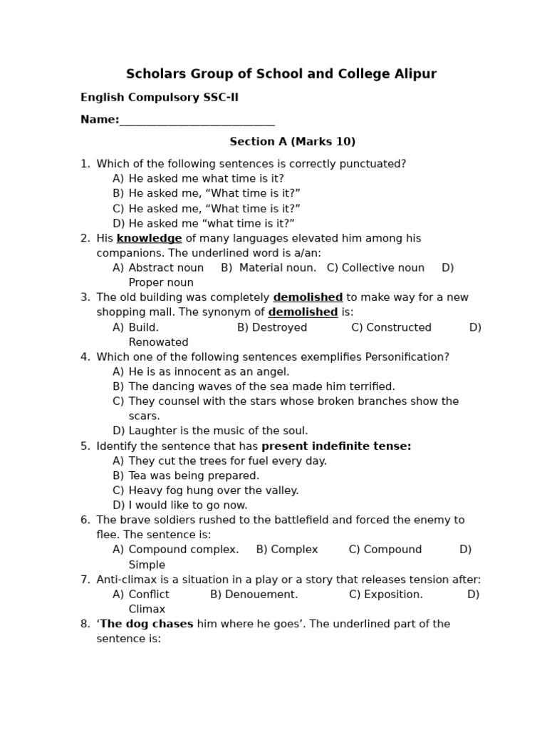 Poem 'BLUE' Mcqs and Modal Verbs Test | PDF | Adverb | Syntax