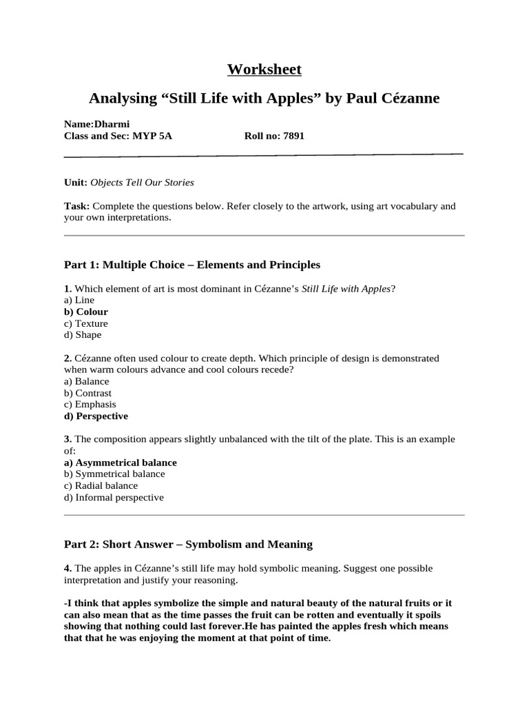 Analyzing Cézanne's Still Life Art | PDF | Still Life | Visual Arts