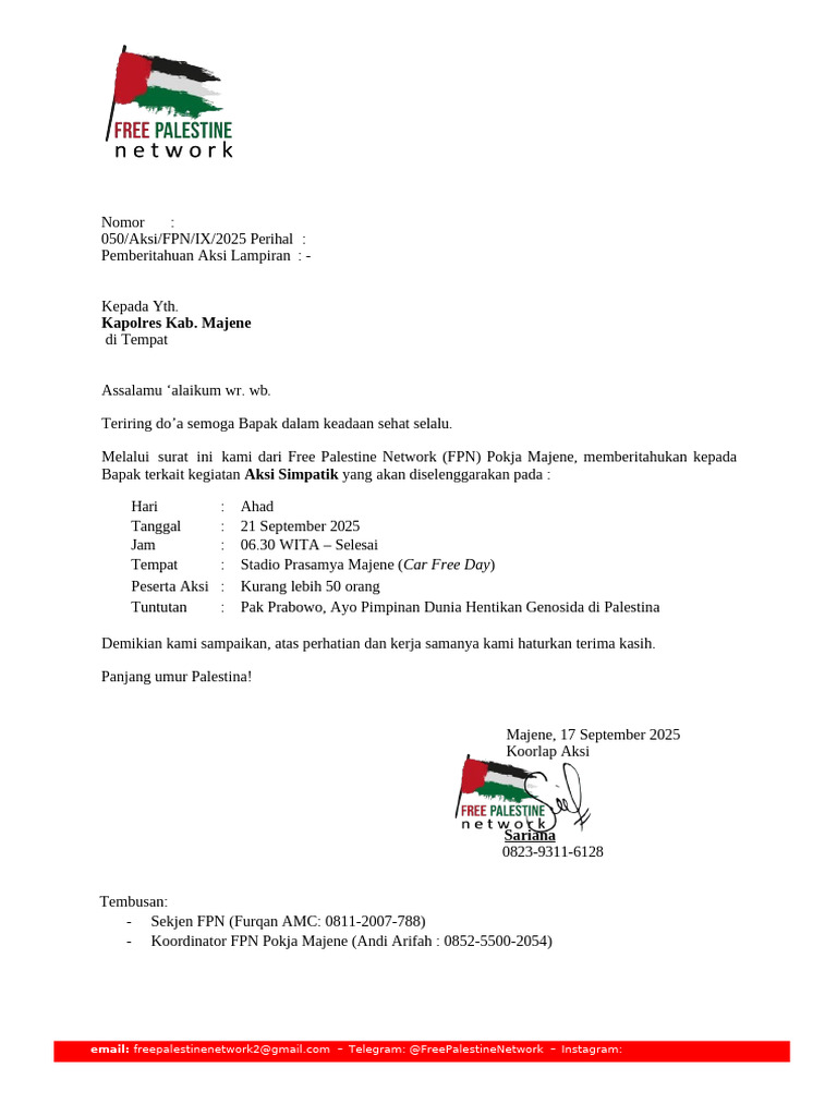001 Surat Pemberitahuan AKSI Ke Polres Surat 1-1 | PDF