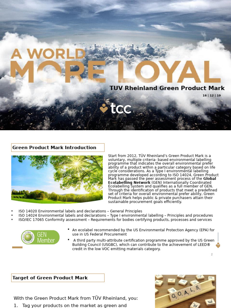 TCC Quality - TUV Green Mark - 16122019 | PDF | Greenhouse Gas ...