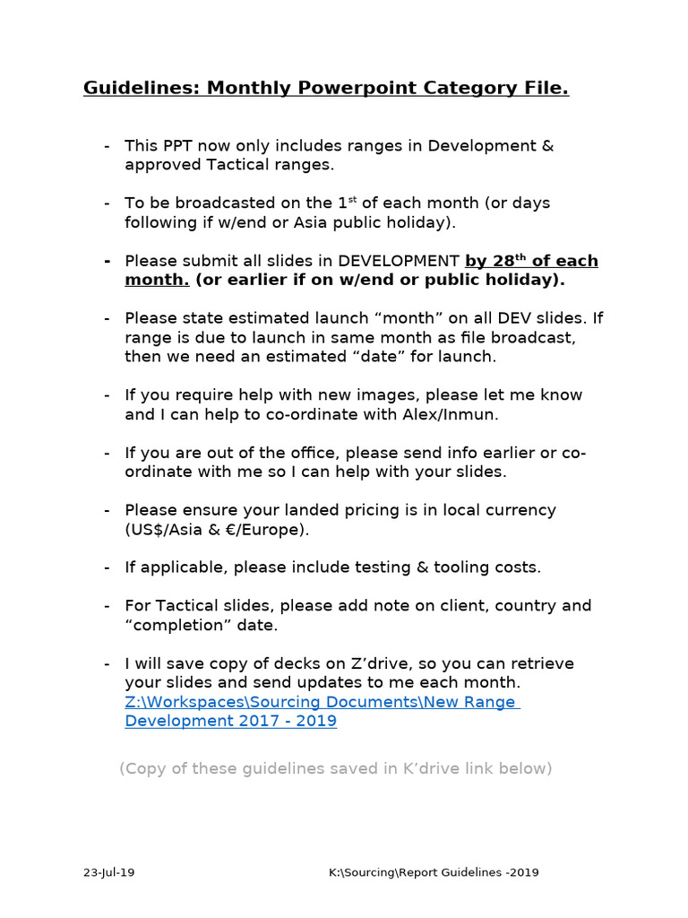 Guidelines Asia Team - PPT & Excel Files | PDF | Microsoft Power Point ...