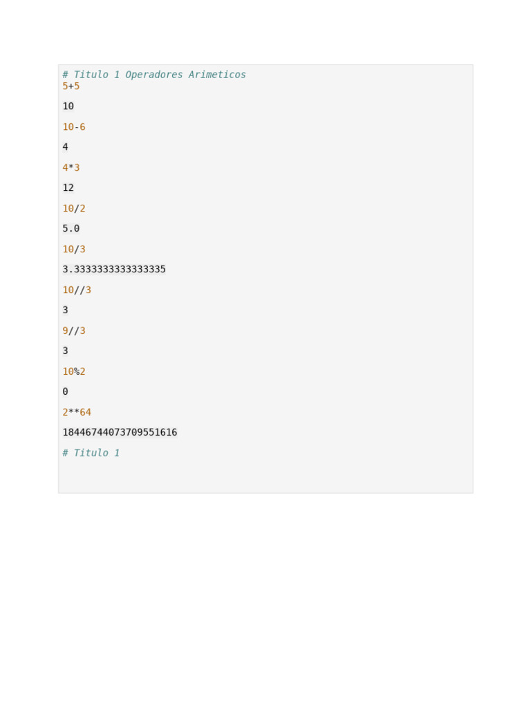 Codigo Python Operadores | PDF