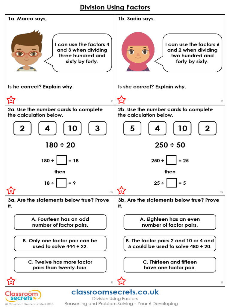 Factor Pairs in Division Problems | PDF