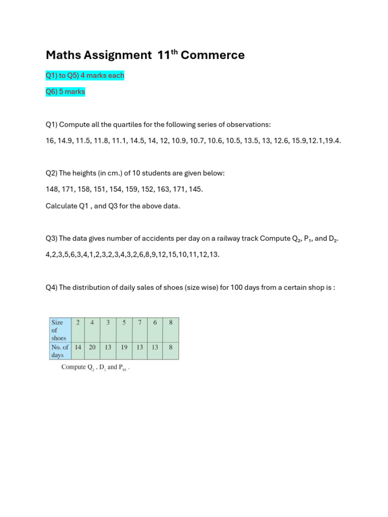 11th Commerce Maths Assignment Guide | PDF