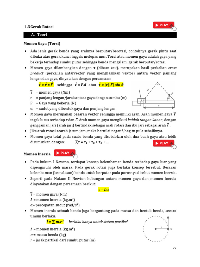 Teori dan Contoh Gerak Rotasi Fisika | PDF