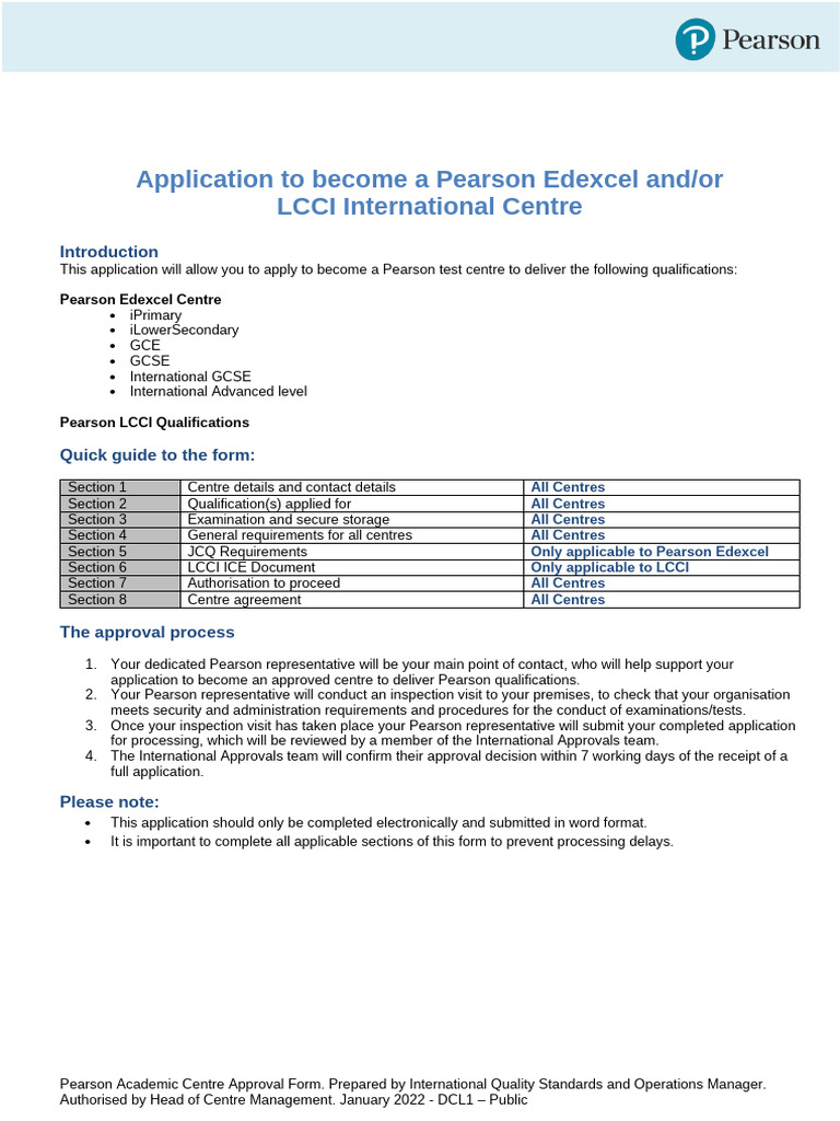 Pearson Edexcel Centre Application Guide | PDF | Taxes | Value Added Tax