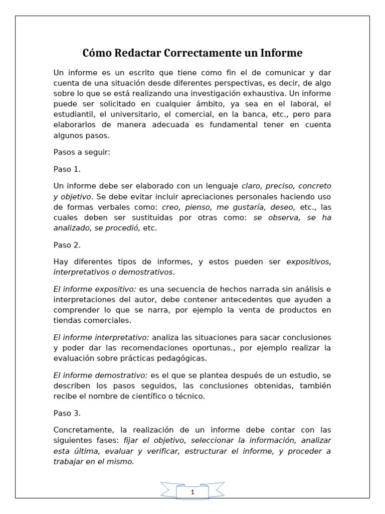 Como Redactar Un Informe | PDF | Comunicación | Información