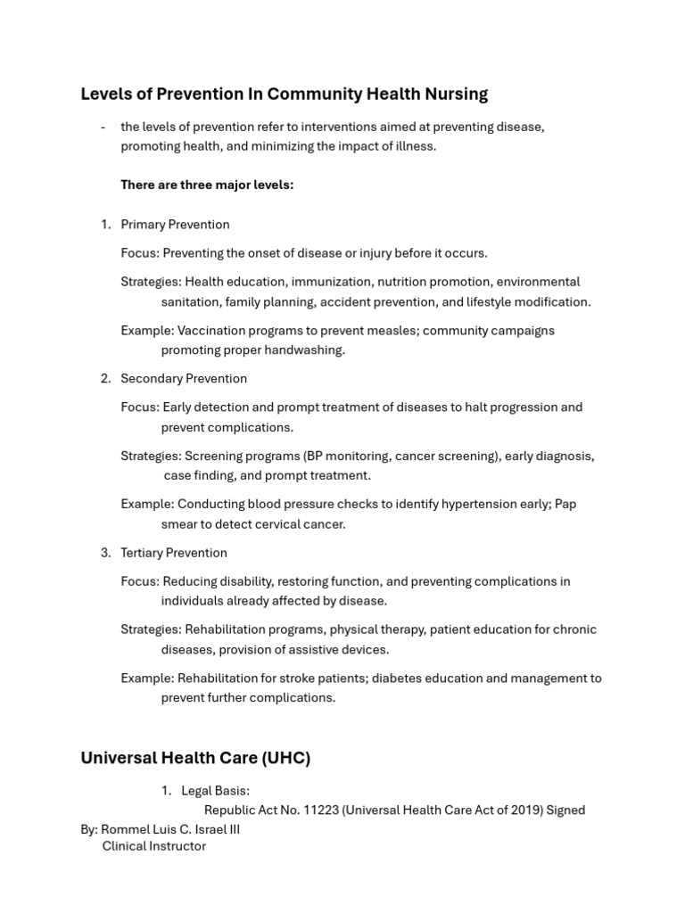 Levels of Prevention in Community Health | PDF | Preventive Healthcare ...