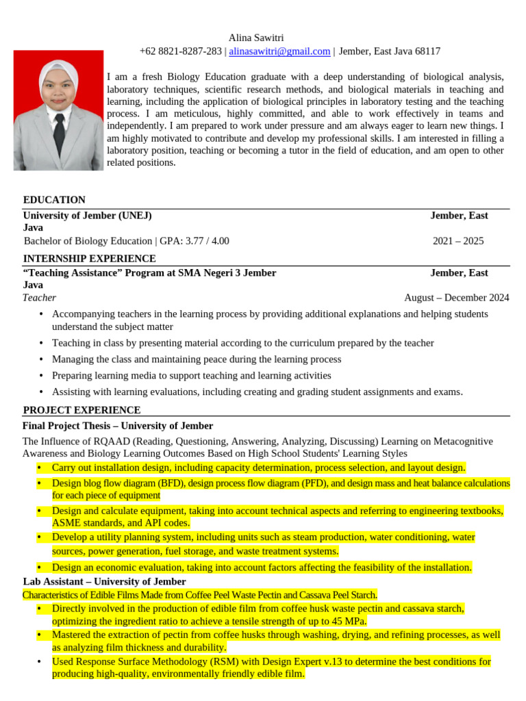 CV Alina | PDF | Indonesian Language