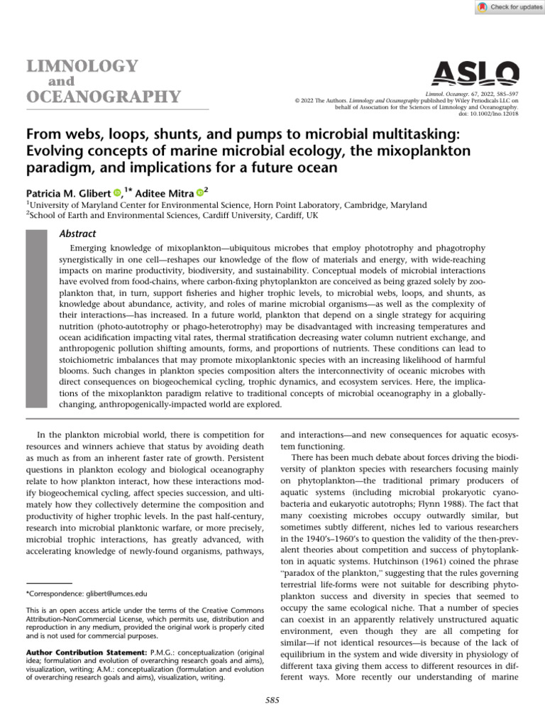 Evolving Marine Microbial Ecology Concepts | PDF | Plankton | Food Web