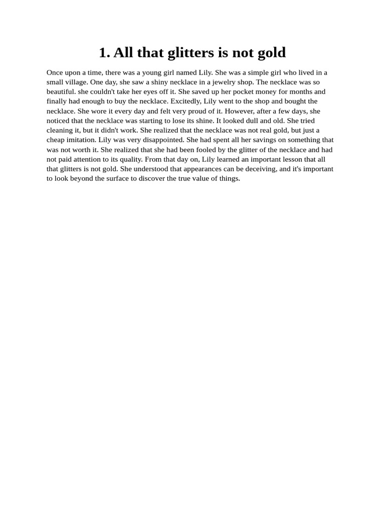 All That Glitters Is Not Gold | PDF