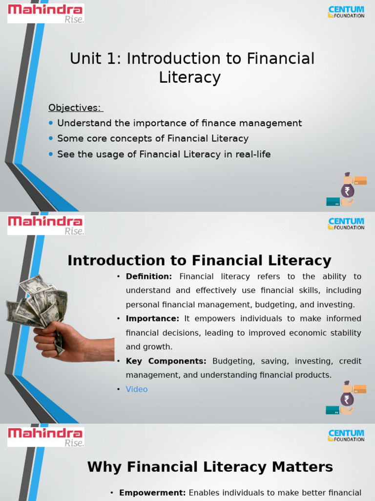 1 Introduction To Financial Literacy | PDF | Debt | Loans