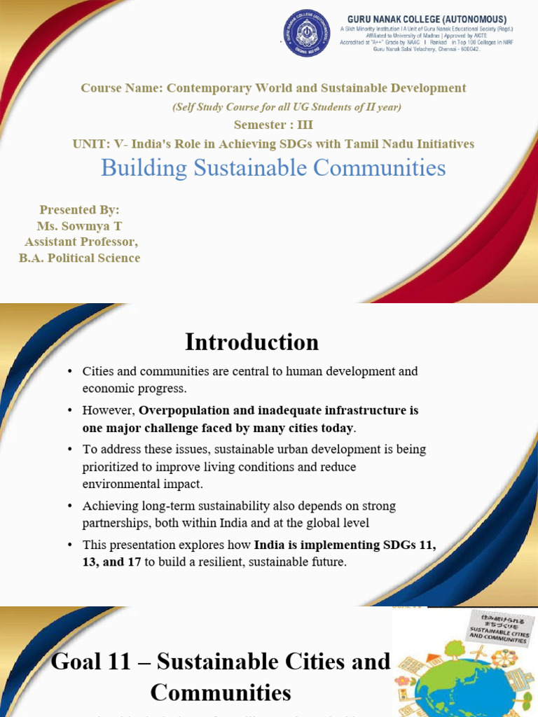 Self Study 1 - Contemporary World and Sustainable Development - Unit V ...