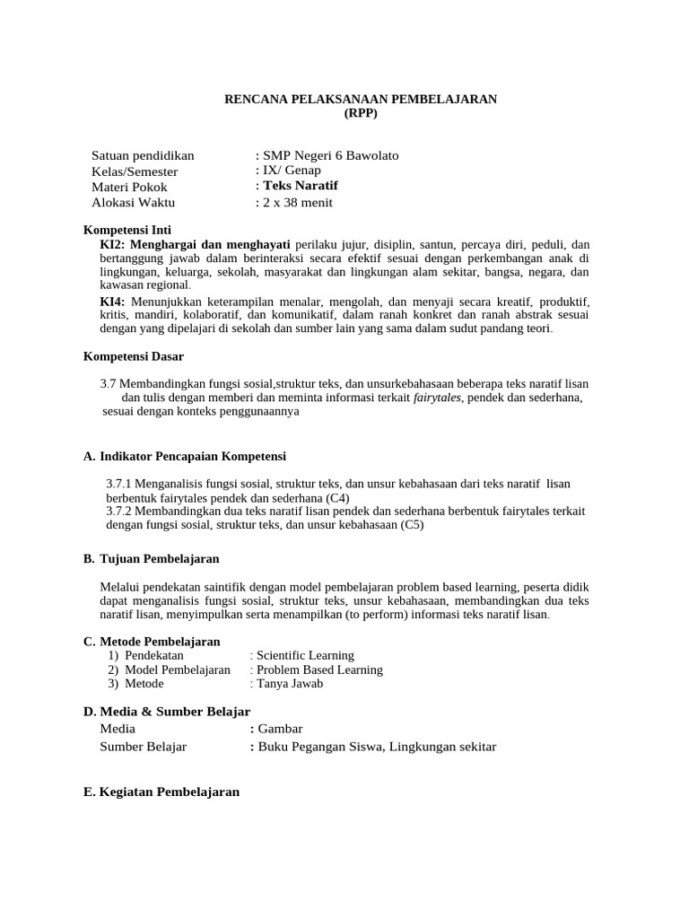 Narrative Kelas IX | PDF