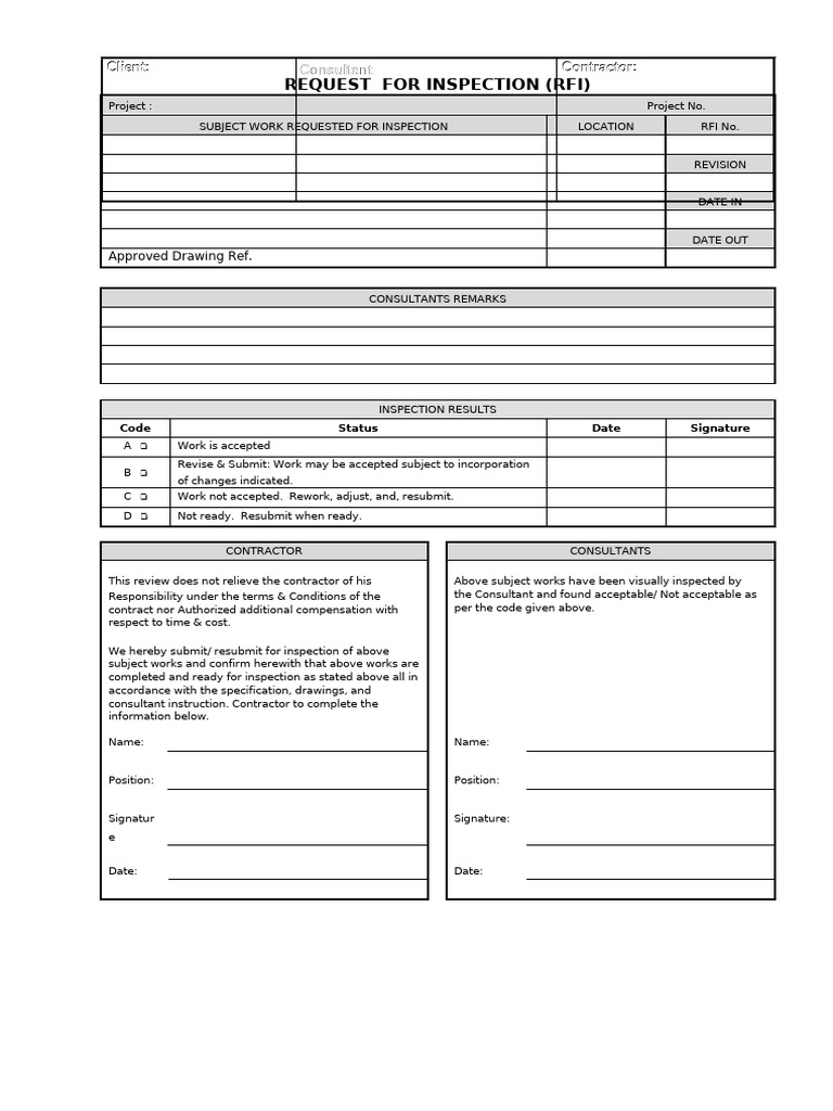 Rfi Form | PDF