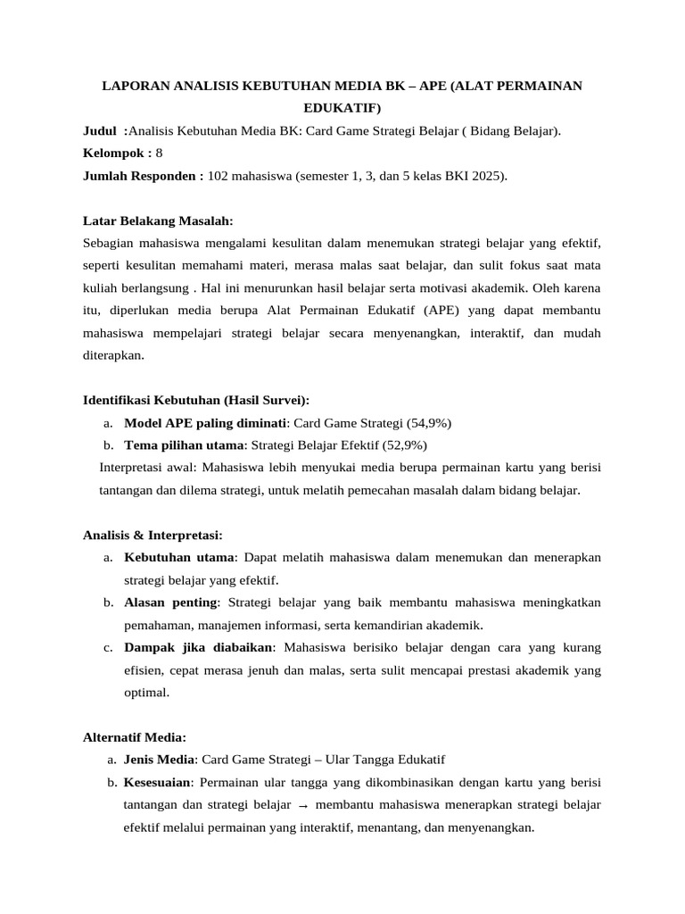 Laporan Analisis Media BK Belajar Kel.8-1 | PDF