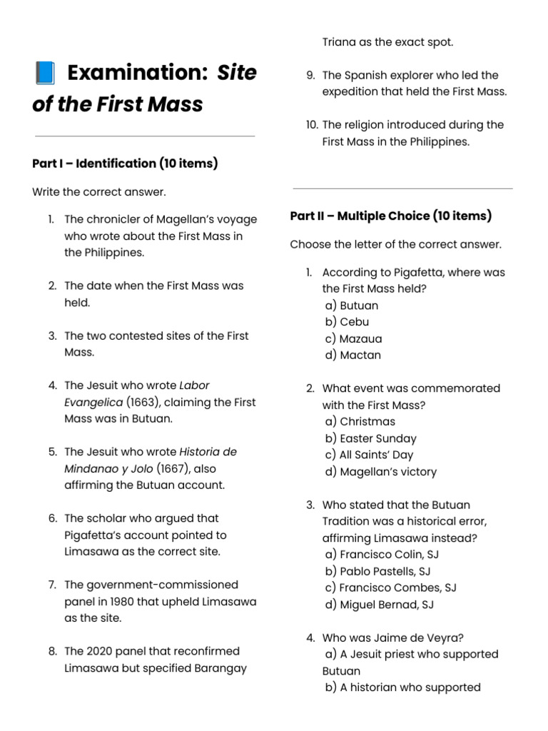 Site of The First Mass Examination | PDF