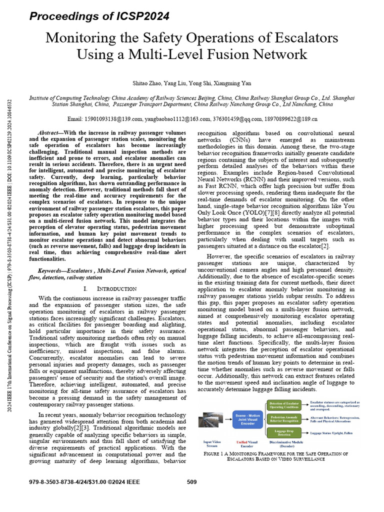 Monitoring The Safety Operations of Escalators Using A Multi-Level ...