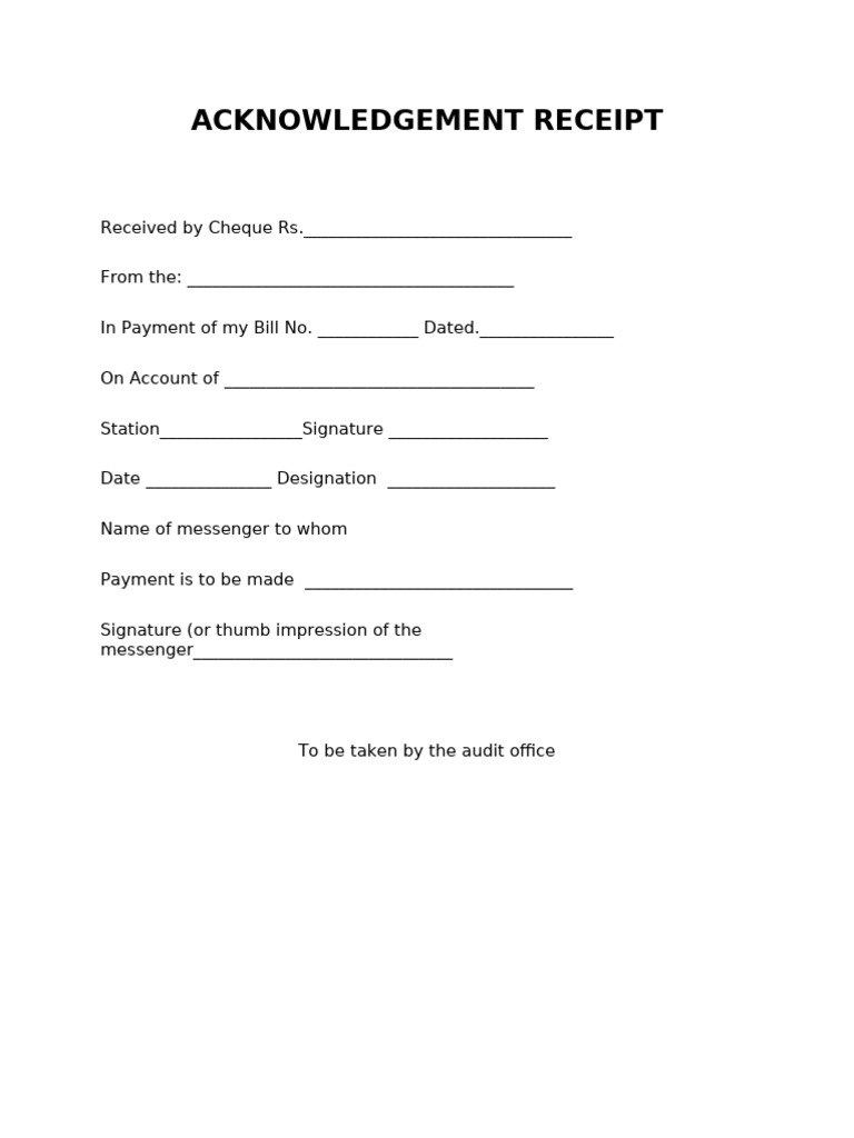 Acknowledgment Receipt Template | PDF