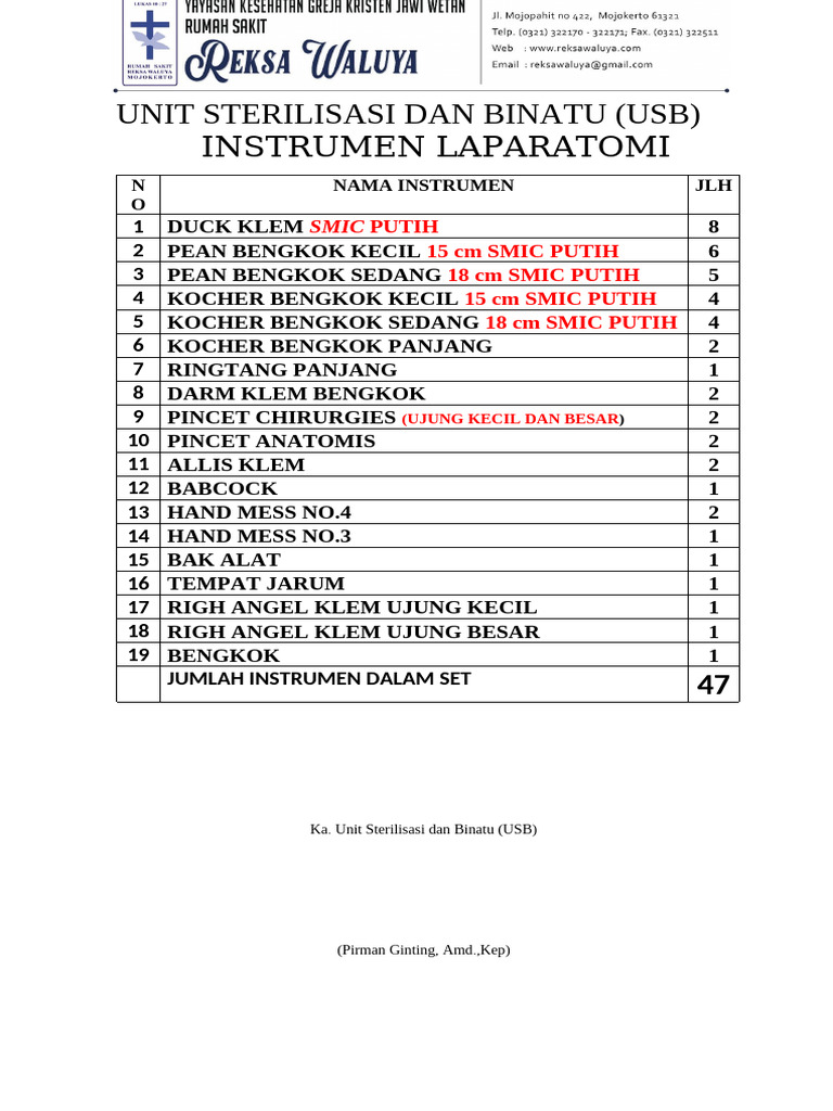 Daftar Set Instrumen | PDF