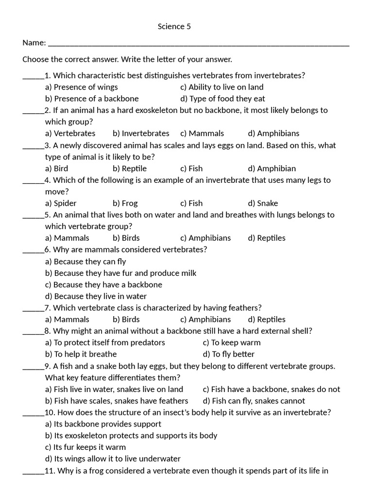 Vertebrates and Invertebrates | PDF | Vertebrates | Invertebrate