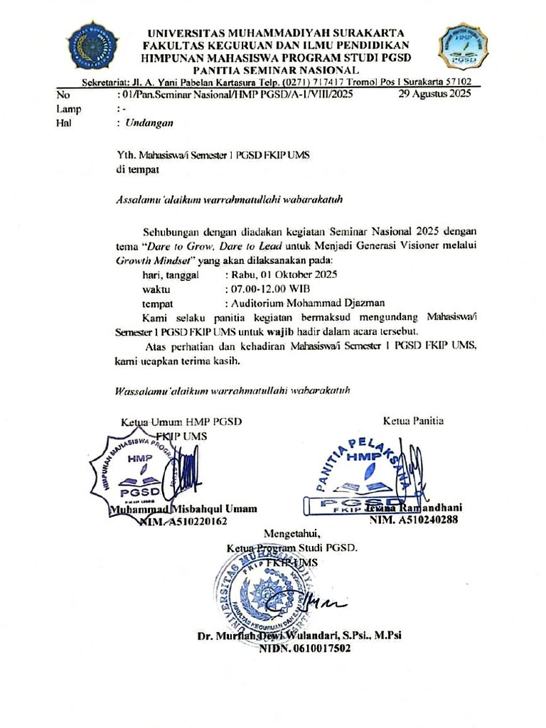 Surat Undangan Seminar Nasional 2025 | PDF