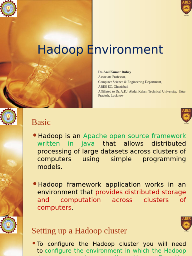 Unit 3 Topic 10 Hadoop Environment | PDF | Apache Hadoop | Computer Cluster